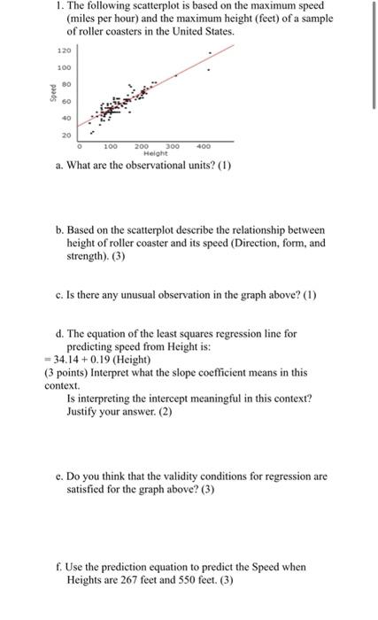 Solved 1. The following scatterplot is based on the maximum | Chegg.com