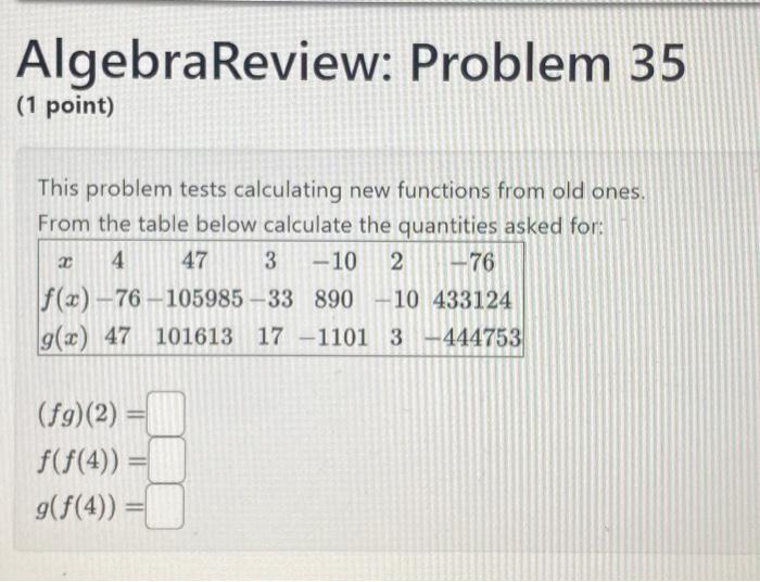Solved AlgebraReview: Problem 35 (1 point) This problem | Chegg.com