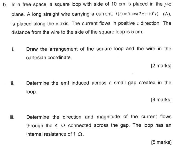 Solved b. In a free space, a square loop with side of 10 cm | Chegg.com
