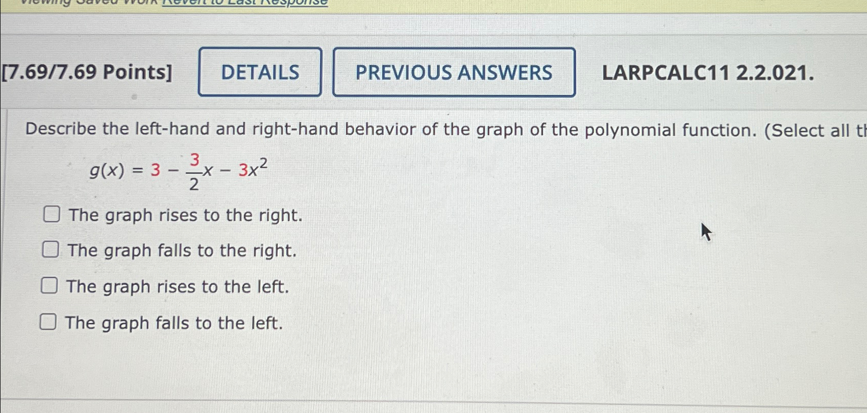Solved Describe the left-hand and right-hand behavior of the | Chegg.com