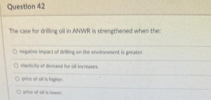 Solved The case for drilling oil in ANWR is strengthened | Chegg.com