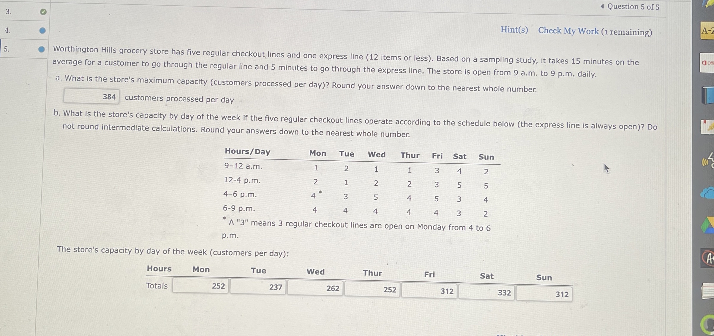 Solved by an EXPERT Question 5 ﻿of 5Hint(s) ﻿Check My Work (1 | Chegg.com