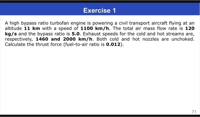 Solved A high bypass ratio turbofan engine is powering a | Chegg.com