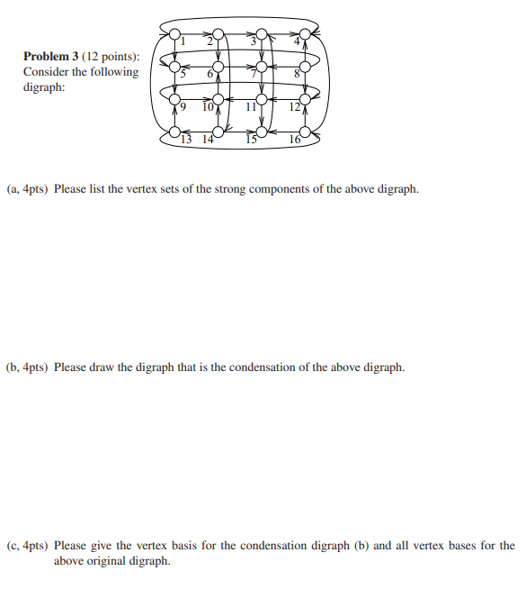 Solved Problem 3 (12 points): Consider the following | Chegg.com