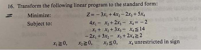 Solved 16. transform to standard form18. Consider the | Chegg.com