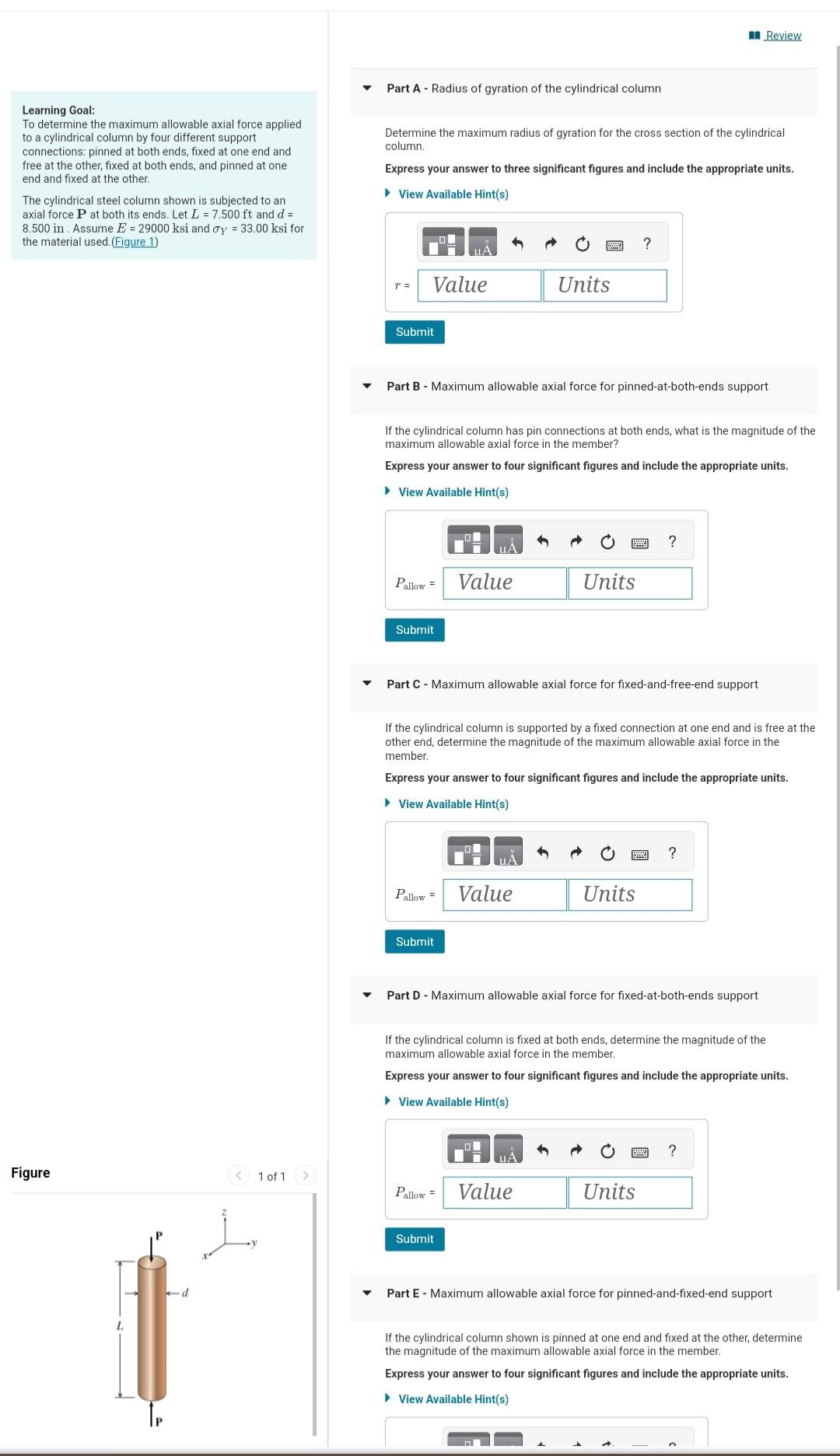 Solved Learning Goal: To determine the maximum allowable | Chegg.com