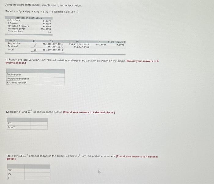 Solved Using the appropriate model, sample size n, and | Chegg.com
