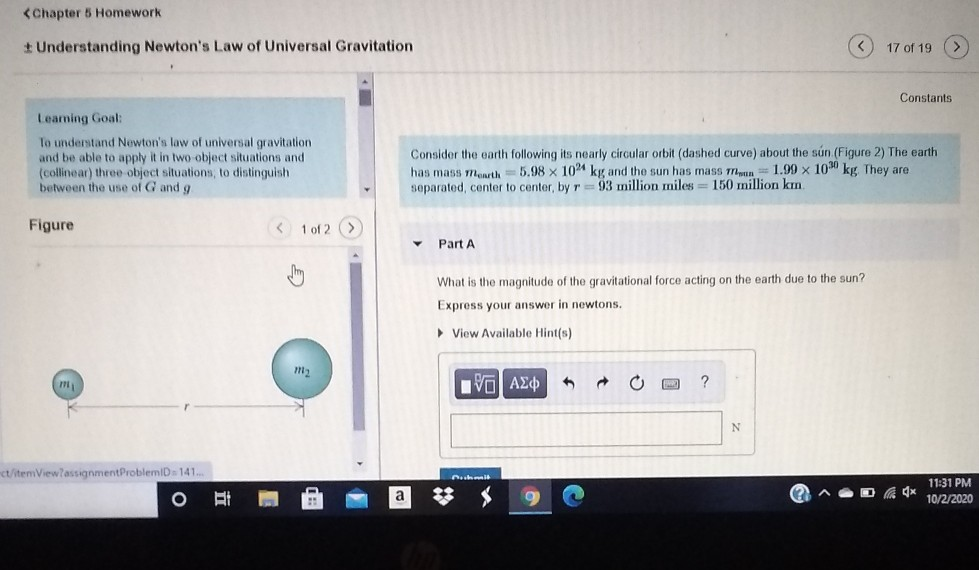 Solved Part A What is the magnitude of the gravitational | Chegg.com