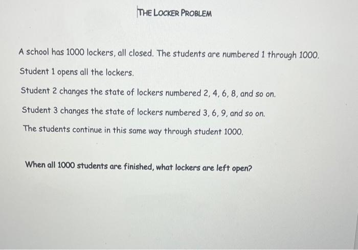 Solved 1. Which lockers were touched by both student 6 and | Chegg.com