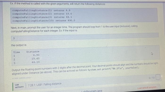 Solved 7.28 LAB^: Falling distance When an object is falling | Chegg.com