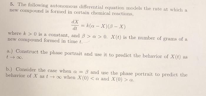 Solved 5. The following autonomous differential equation | Chegg.com