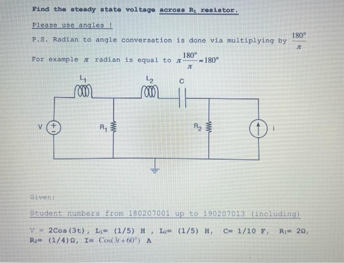 Solved Find the steady state voltage across R1 resistor. | Chegg.com