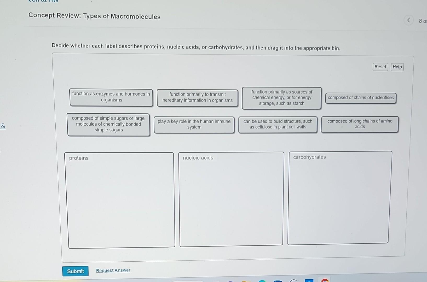 Solved Concept Review: Types of Macromolecules | Chegg.com