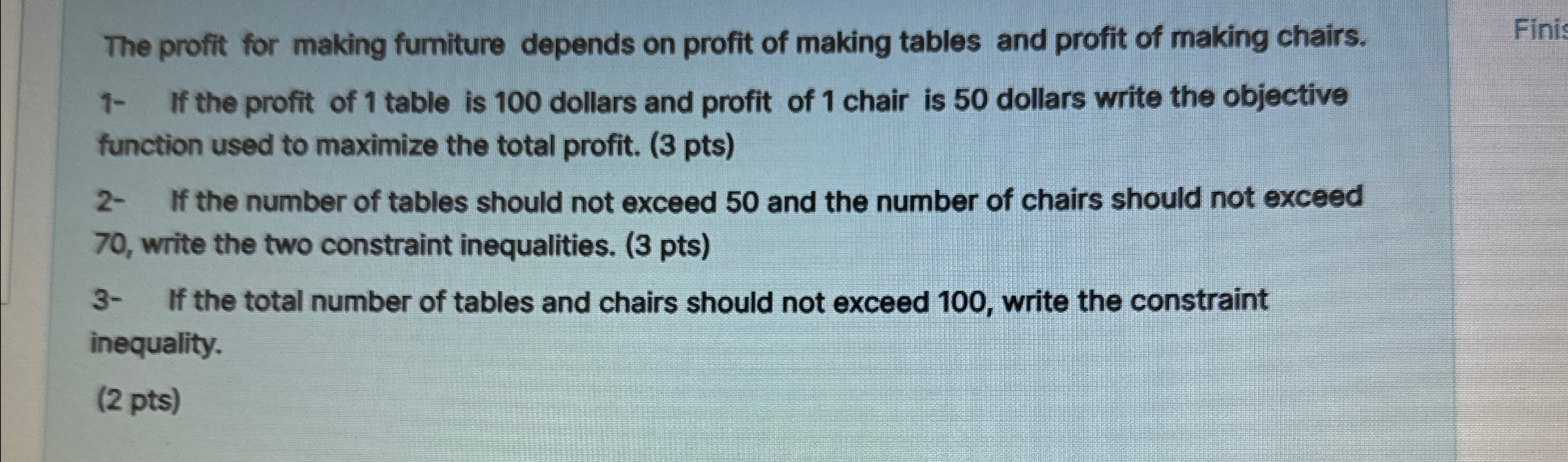 Solved The profit for making fumiture depends on profit of | Chegg.com