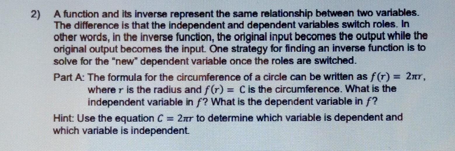 Solved A function and its inverse represent the same | Chegg.com