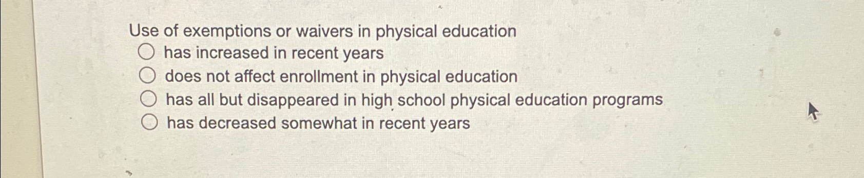 Solved Use of exemptions or waivers in physical education | Chegg.com