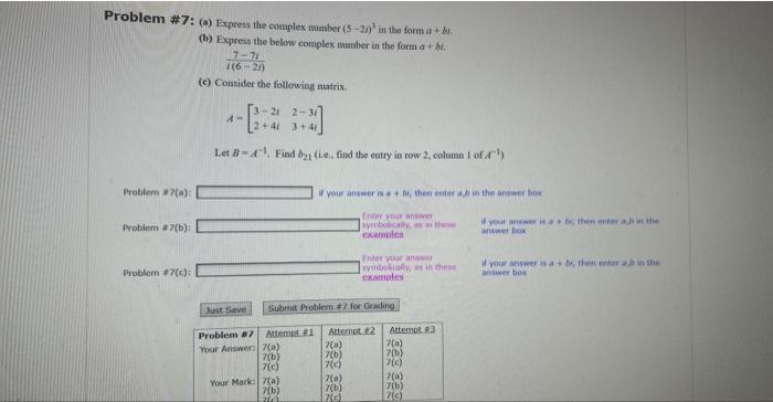 Solved Problem \#7: (a) Express the complex number (5−2i)3 | Chegg.com