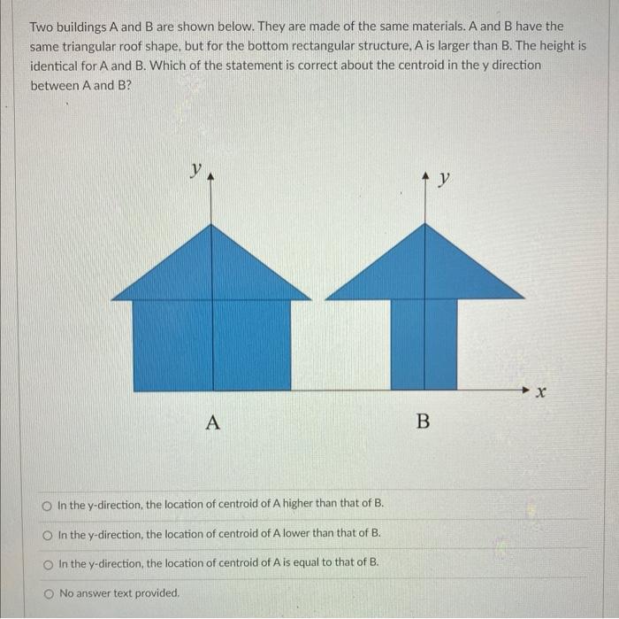 Solved Two buildings A and B are shown below. They are made | Chegg.com