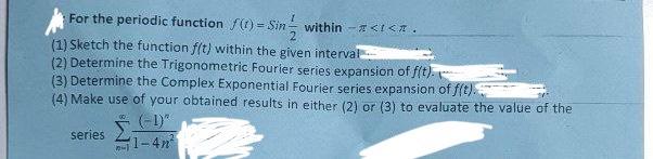 Solved For the periodic function f(t)=Sin2t within −π | Chegg.com