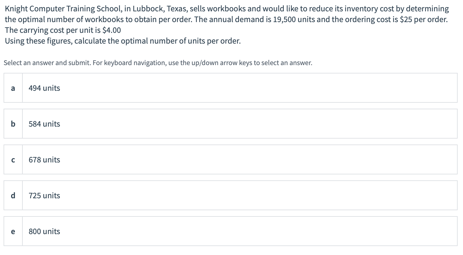 Solved the optimal number of workbooks to obtain per order. | Chegg.com
