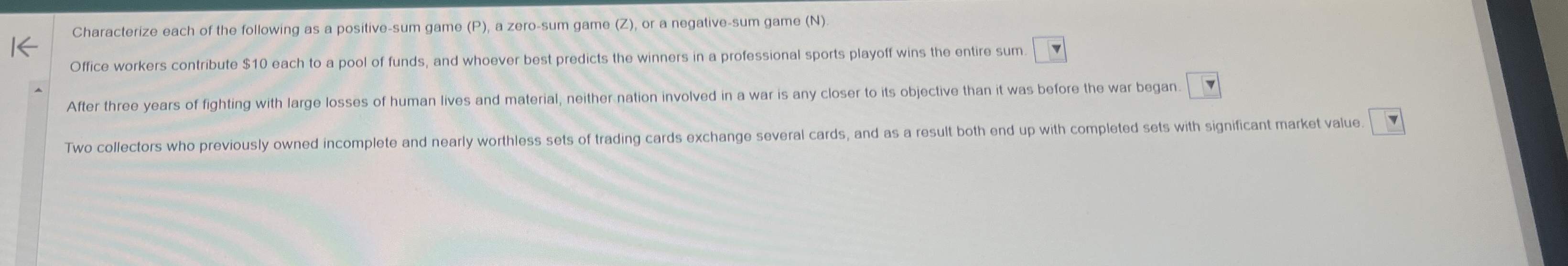 Solved Characterize each of the following as a positive-sum | Chegg.com