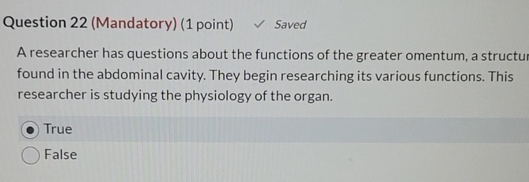 Solved Question 22 (Mandatory) (1 point) SavedA | Chegg.com Solved Question 22 (Mandatory) (1 point) SavedA | Chegg.com