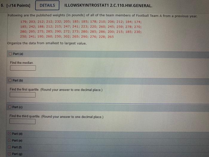 Solved 5. (-/14 Points] DETAILS ILLOWSKYINTROSTAT1 | Chegg.com