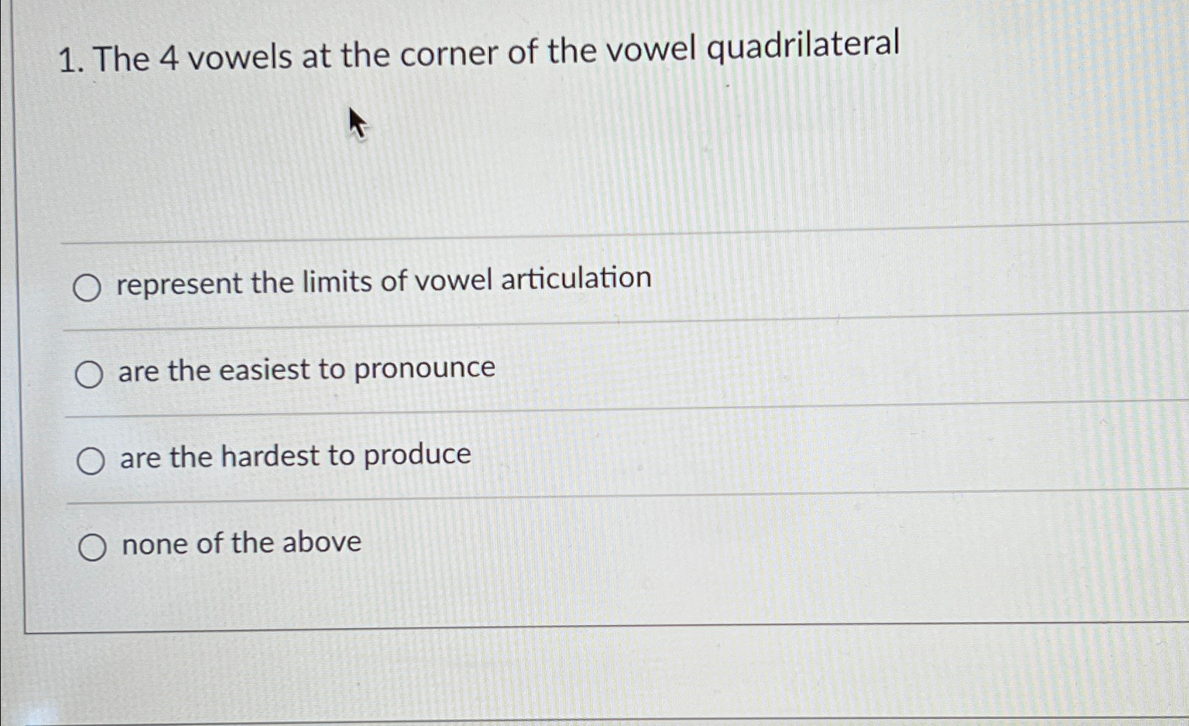 Solved The 4 ﻿vowels at the corner of the vowel | Chegg.com