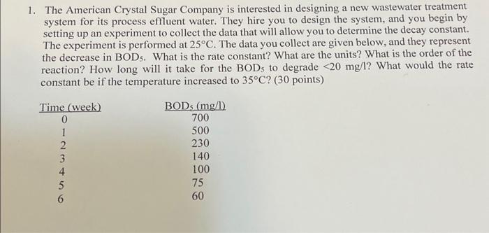 Solved 1. The American Crystal Sugar Company is interested | Chegg.com