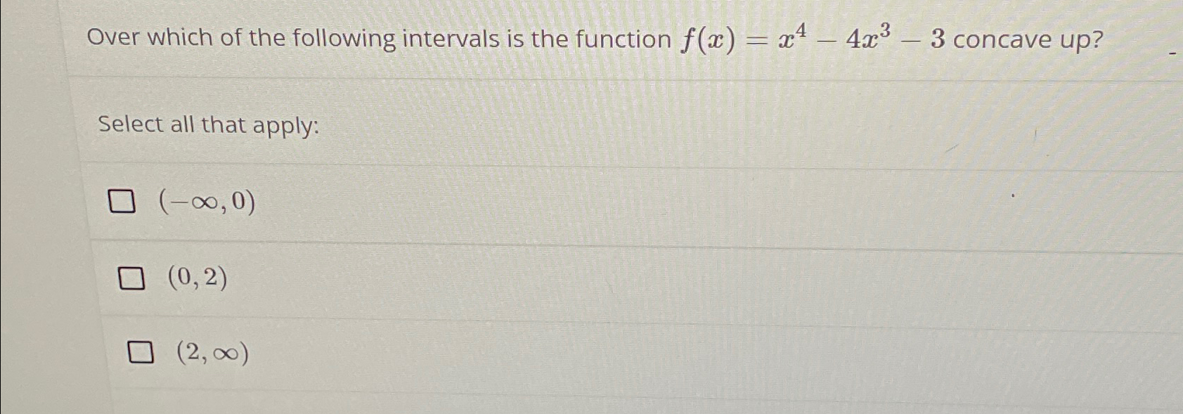 Solved Over which of the following intervals is the function | Chegg.com
