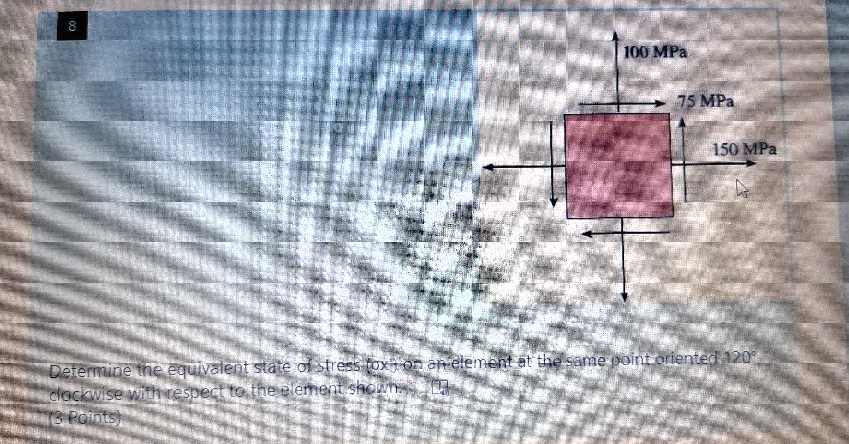 Solved 100 MPa 75 MPa 150 MPa Determine the equivalent state | Chegg.com