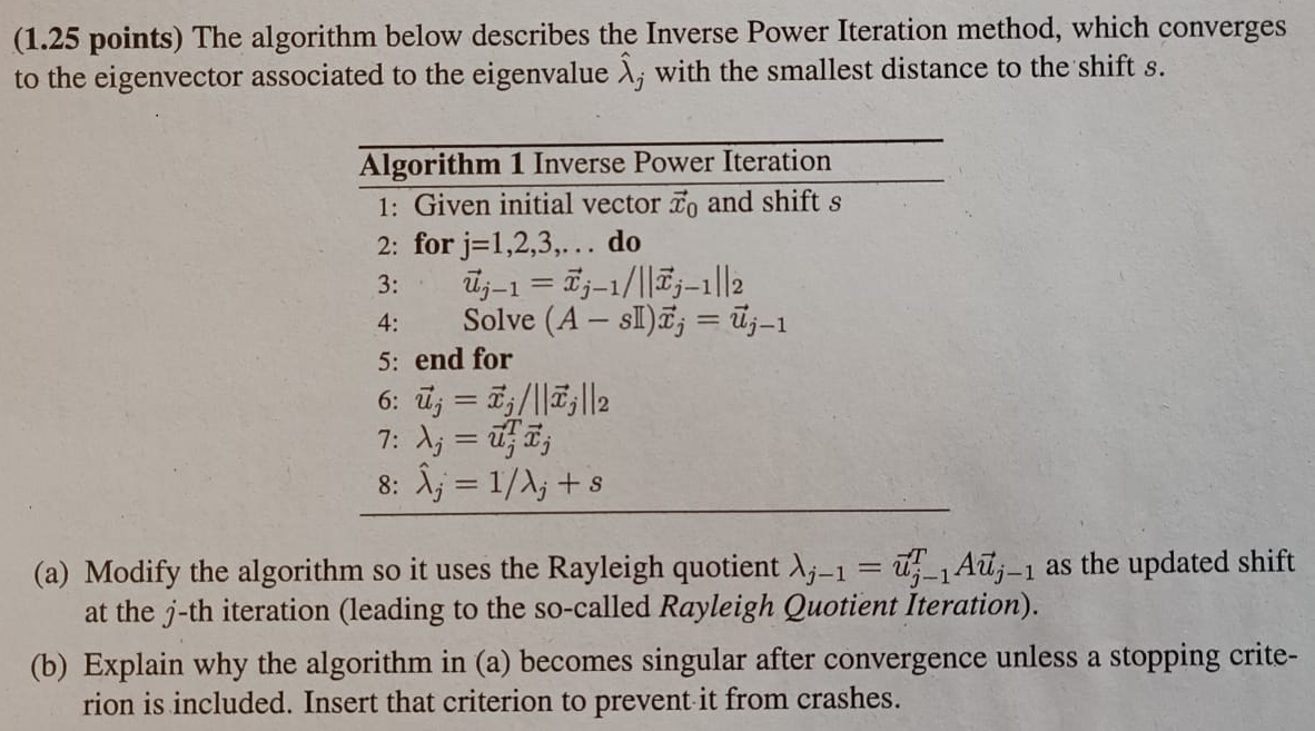 Solved The algorithm below describes the Inverse Power | Chegg.com