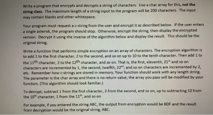 Solved Write A Program That Encrypts And Decrypts A String