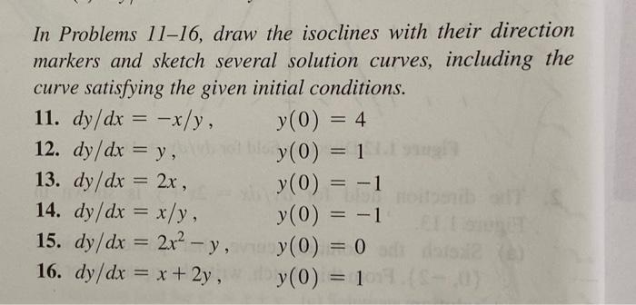 Solved In Problems 11-16, draw the isoclines with their | Chegg.com