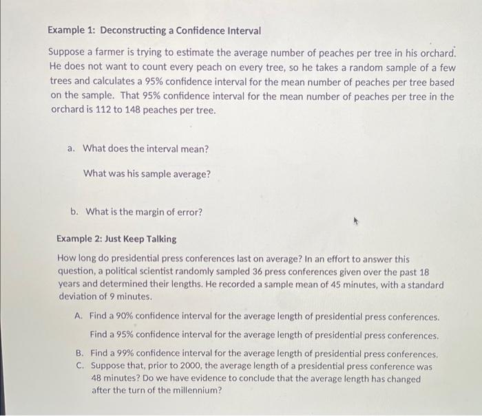 Solved Example 1: Deconstructing a Confidence Interval | Chegg.com