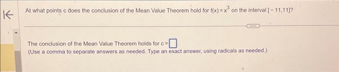 Solved At what points c does the conclusion of the Mean | Chegg.com