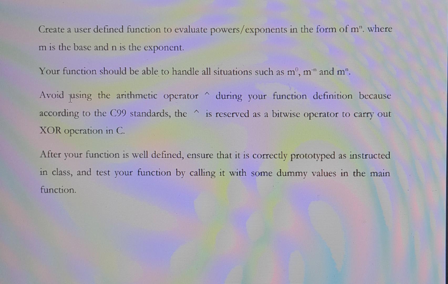 Solved Create a user defined function to evaluate | Chegg.com