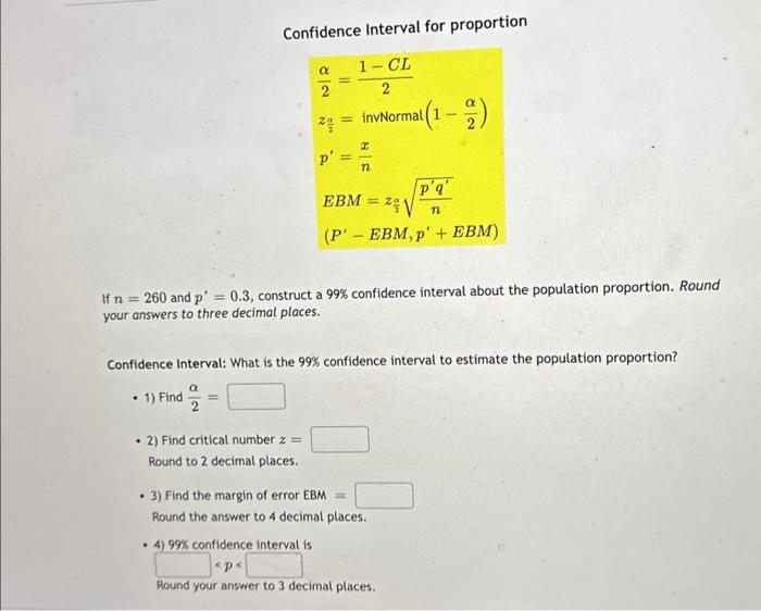 Solved Confidence Interval for proportion | Chegg.com