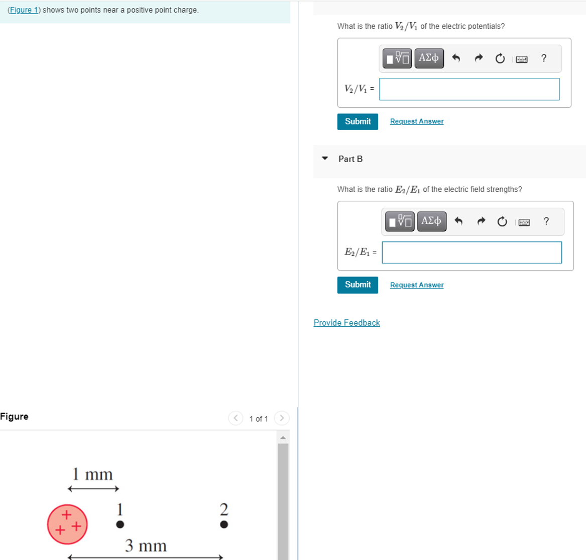 Solved (Figure 1) ﻿shows two points near a positive point | Chegg.com