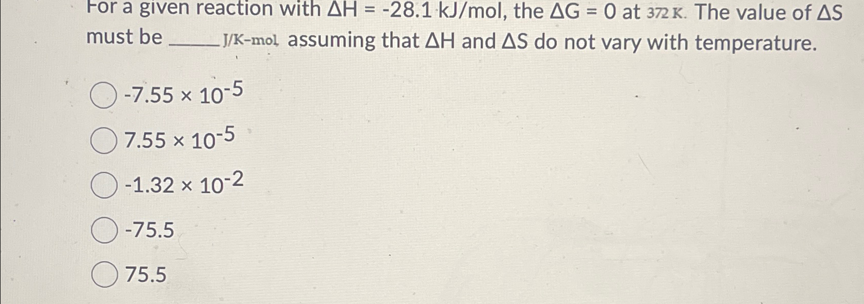 Solved For a given reaction with \\\\Delta | Chegg.com
