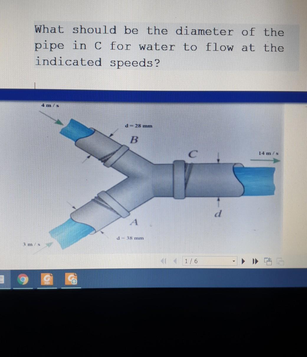 Solved What should be the diameter of the pipe in C for | Chegg.com
