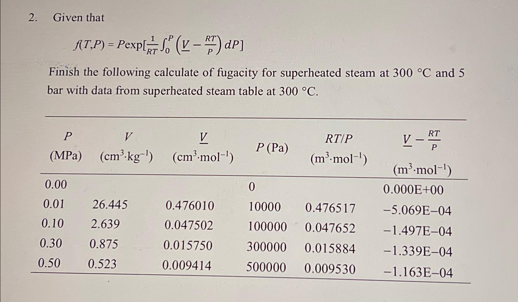 Solved Given thatf(T,P)=Pexp[1RT∫0P(V-RTP)dP]Finish the | Chegg.com