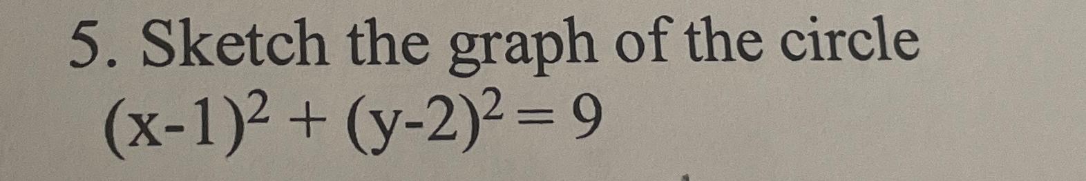 Solved Sketch the graph of the circle(x-1)2+(y-2)2=9 | Chegg.com
