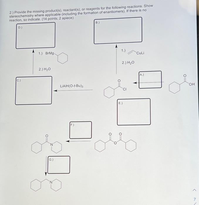 Solved 2.) Provide the missing product(s), reactant(s), or | Chegg.com