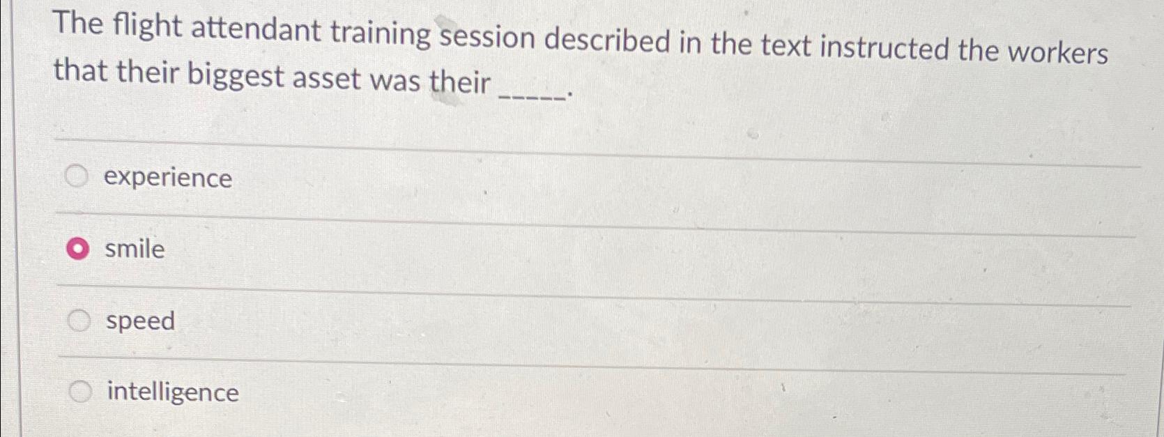 Solved The flight attendant training session described in | Chegg.com