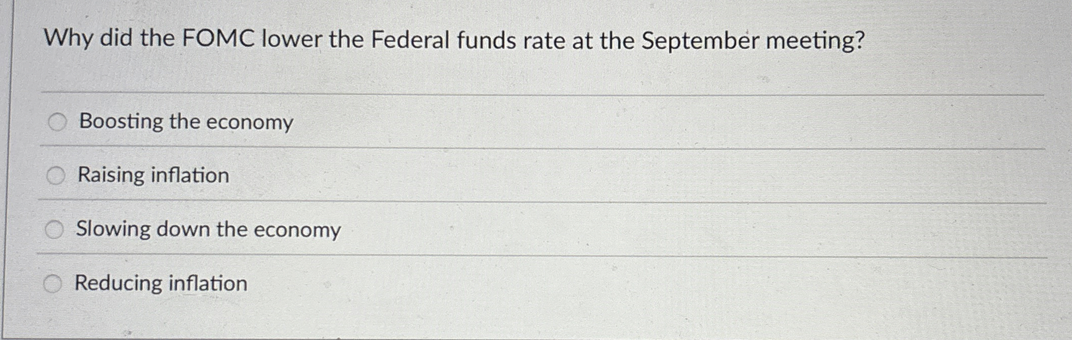 Solved Why did the FOMC lower the Federal funds rate at the | Chegg.com