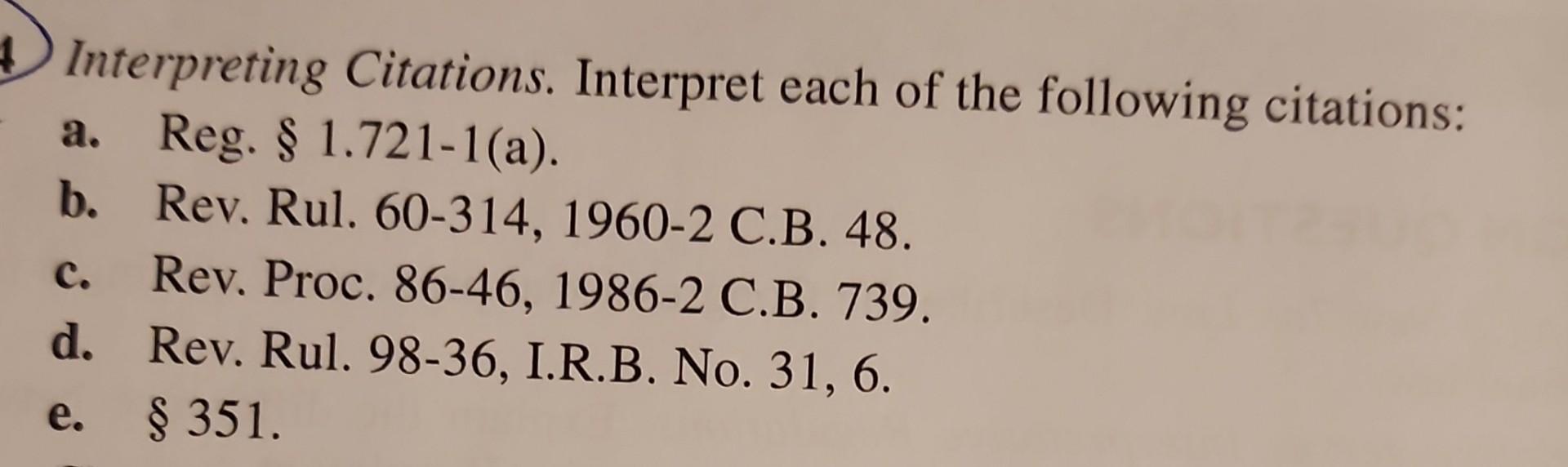Solved Interpreting Citations. Interpret each of the | Chegg.com