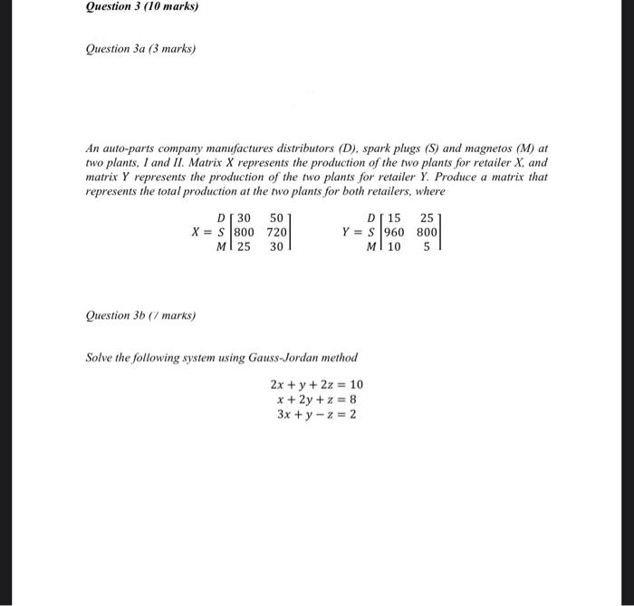 Solved Question 3 (10 marks) Question 3a (3 marks) An | Chegg.com
