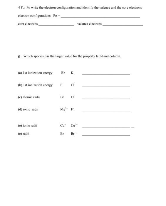 Solved 4 For Po write the electron configuration and | Chegg.com