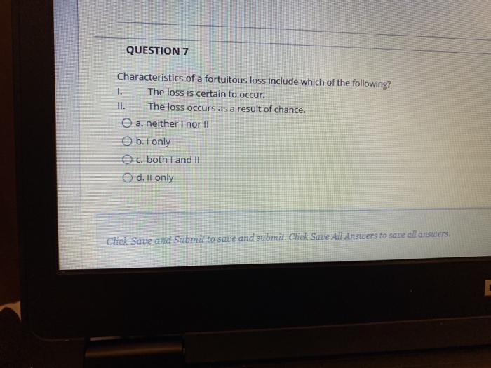 Solved QUESTION 7 Characteristics of a fortuitous loss | Chegg.com